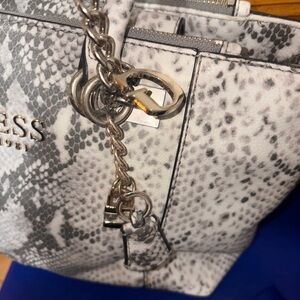 Guess | Bags | Guess Snakeskin Print Tote Bag Shoulder Bag W Chain ...